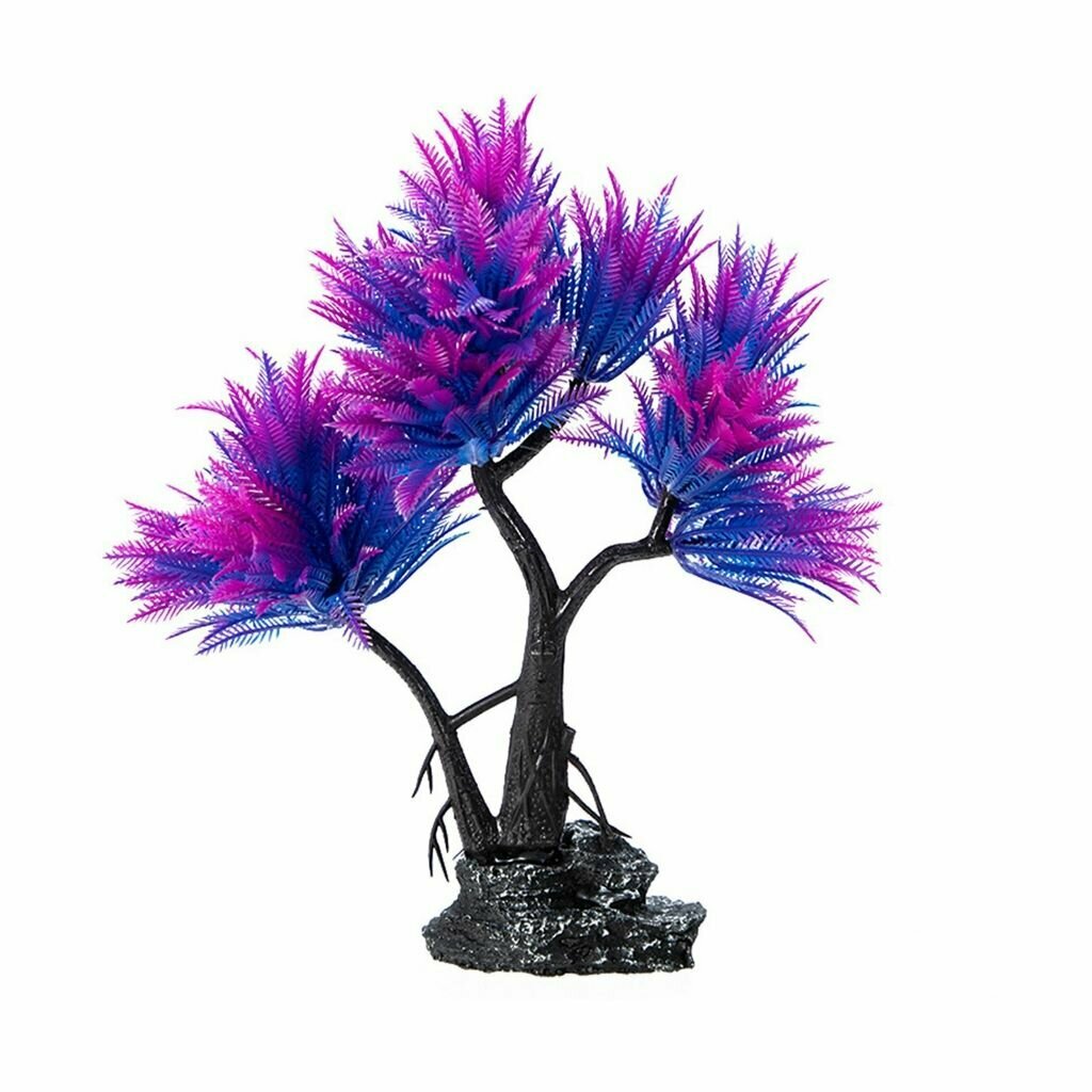 Декорация для аквариума, Искусственная кокосовая пальма для аквариума - голубо-розовая