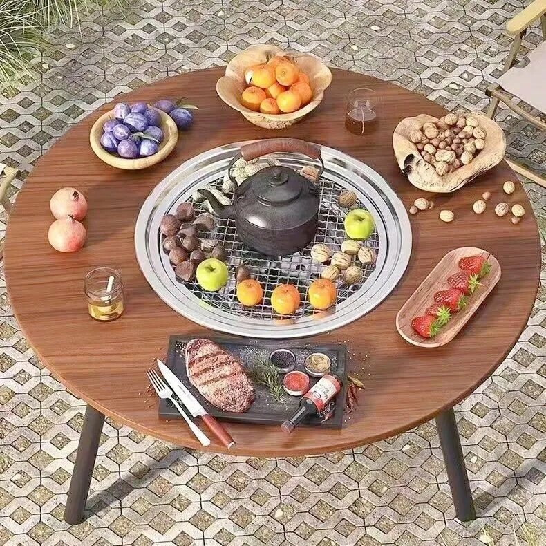 Переносной корейский гриль-барбекю, складной, со столиком