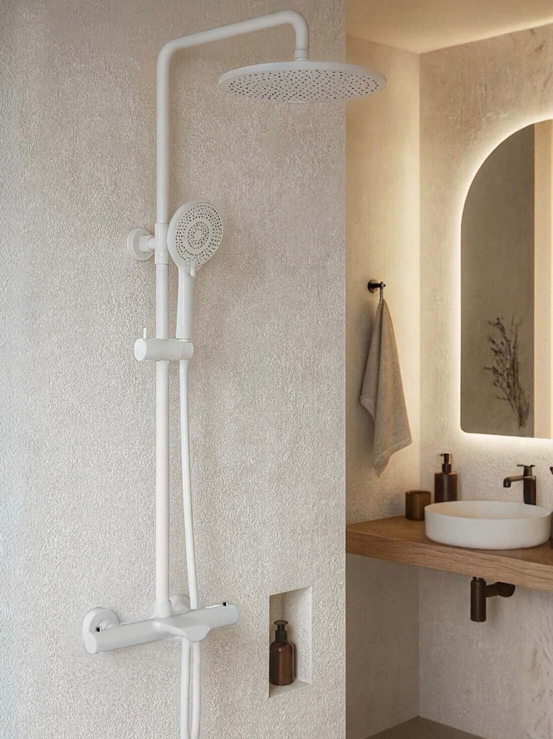 Душевая система с тропическим душем и смесителем с термостатом