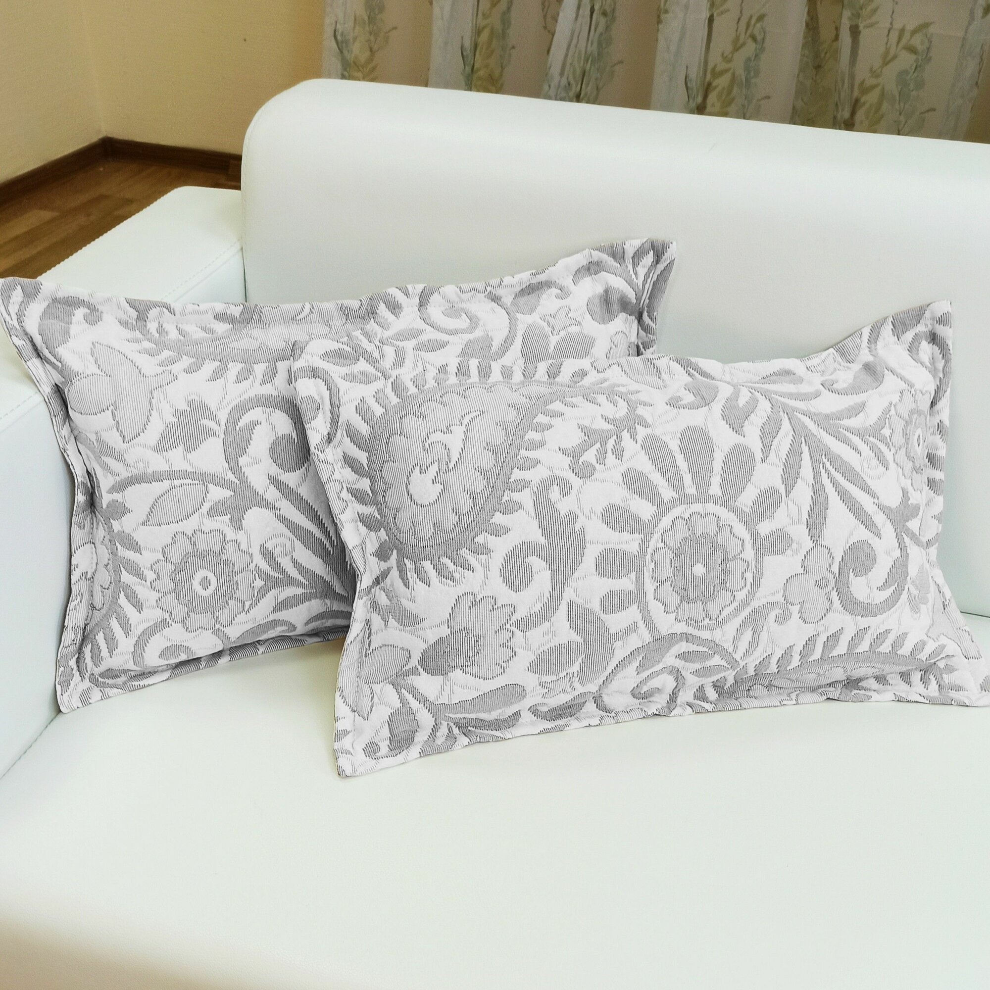 Комплект декоративных наволочек "Кружева" Гобелен Огурцы, серый, размер 30х50 см