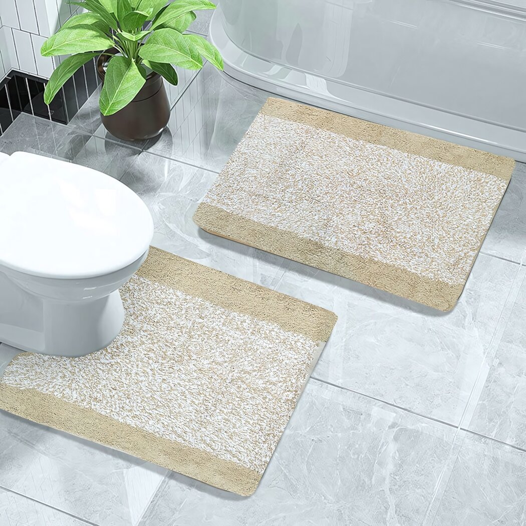 Коврики в ванную "Sindbad" 2шт, хлопок, 60х100см + 60х50см, гладковорсовые, светло-бежевый