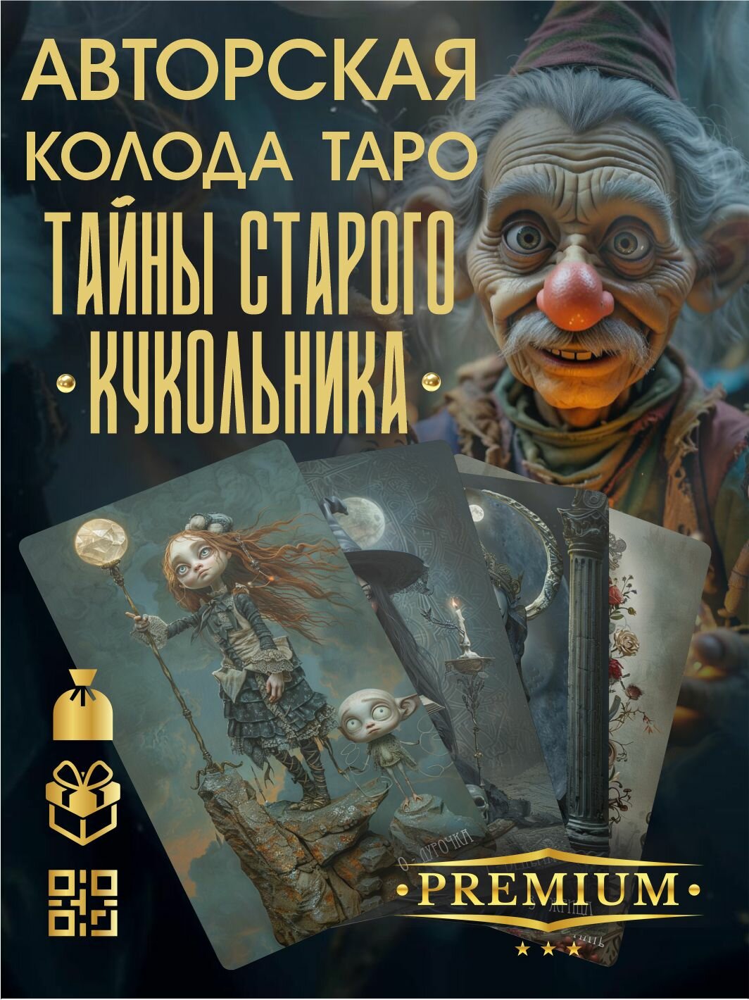 Авторские карты Таро Alessa "Тайны старого кукольника", бумага, слоновая кость