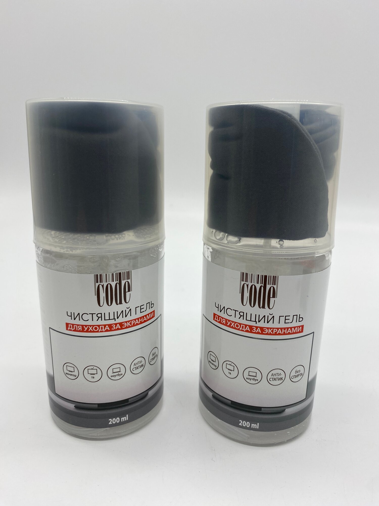 Чистящий гель Code CC-602 для экранов всех видов, набор 2шт, серый, с варежкой