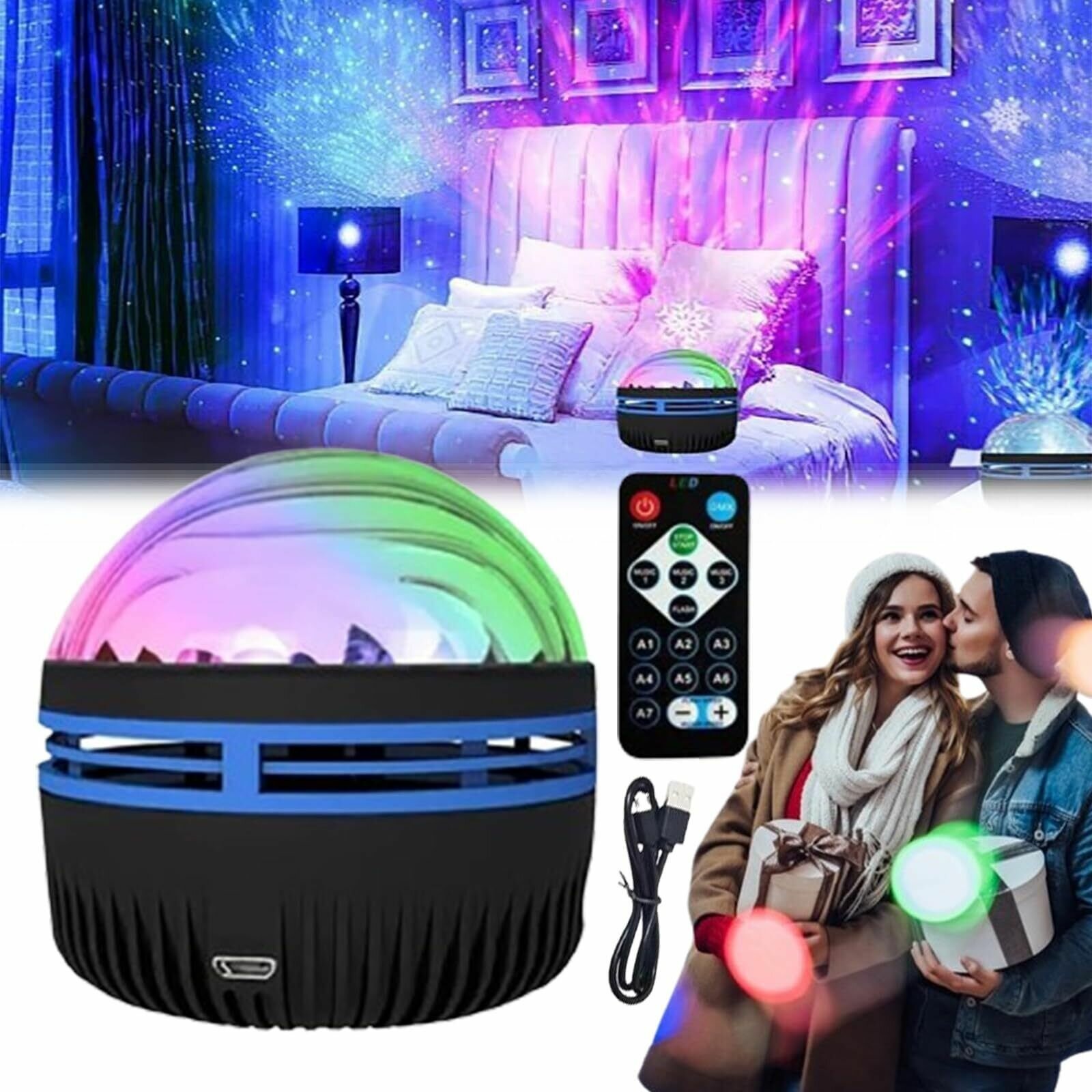 Проекционный свет звездного неба, ночной свет, красочные изменения