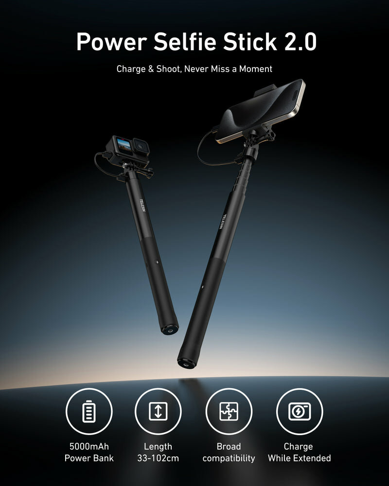 Power Selfie Stick 2.0 (Invisible для камер 360) Gopro/DJI/ Insta360 x5/x4