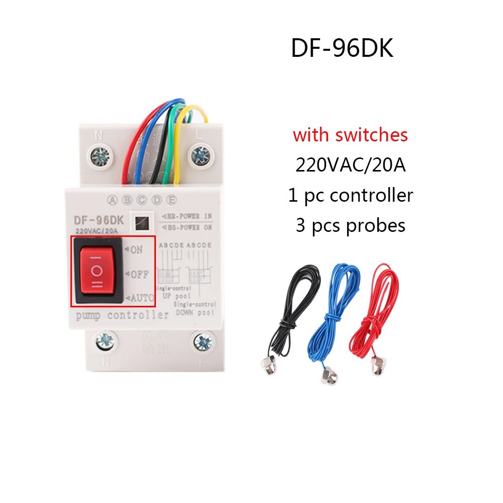 Умный регулятор уровня воды, 20 А, 220 В, 2 м провода, DF-96DK with probes