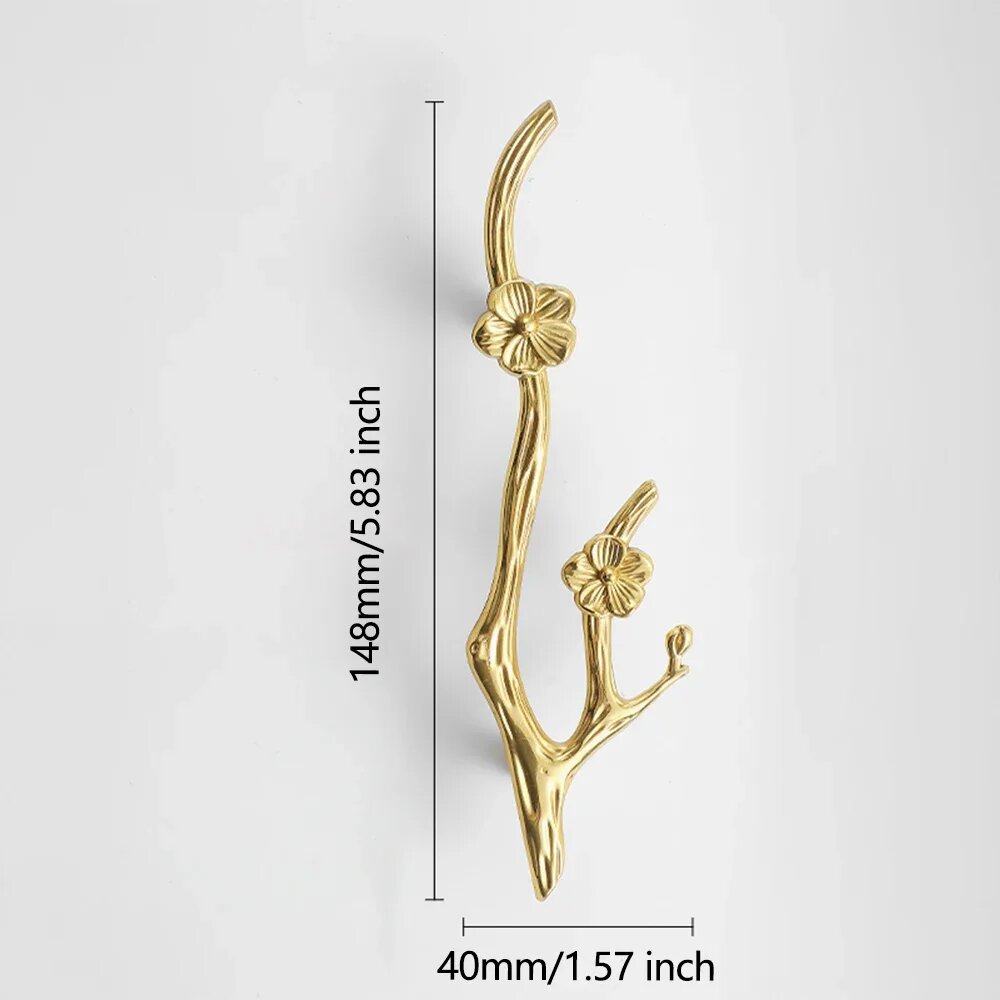 Латунные цветочные ручки для шкафов 1 Pieces, Flower-A-Left
