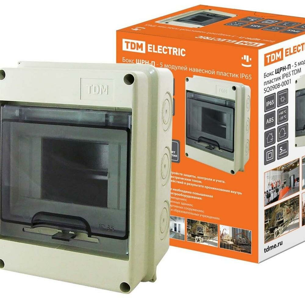Щит распределительный навесной TDM Electric ЩРН-П-5 5 модулей IP65 пластик