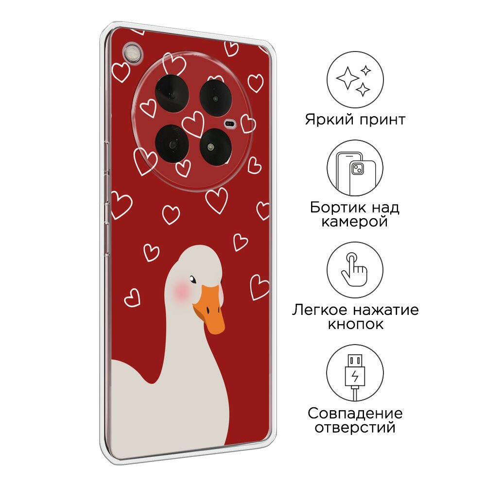 Чехол на Infinix Zero 40 4G / Инфиникс Зеро 40 4G с принтом "Влюблённый гусь 1 - 14 февраля" — фото 1