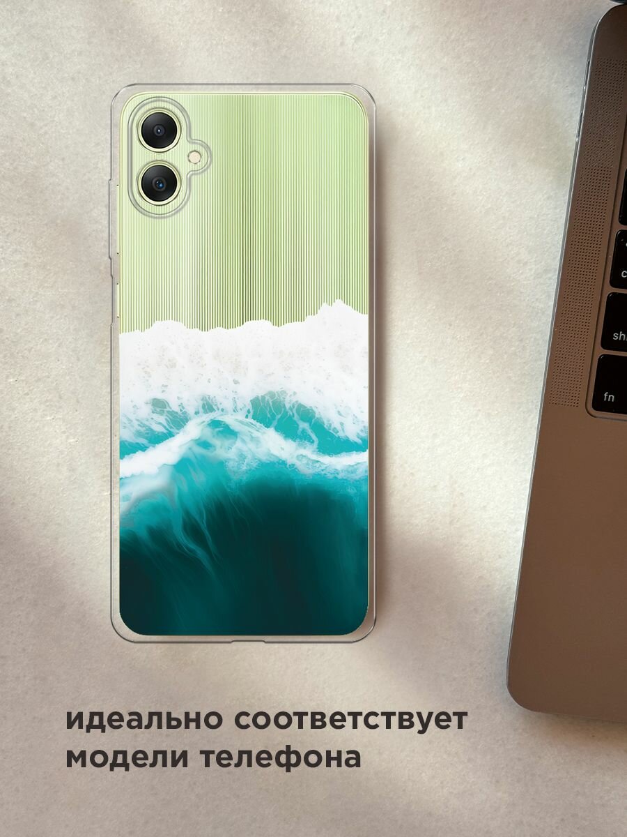 Чехол на Samsung Galaxy A06 / Самсунг Галакси А06 с принтом "Большая волна", прозрачный — фото 1