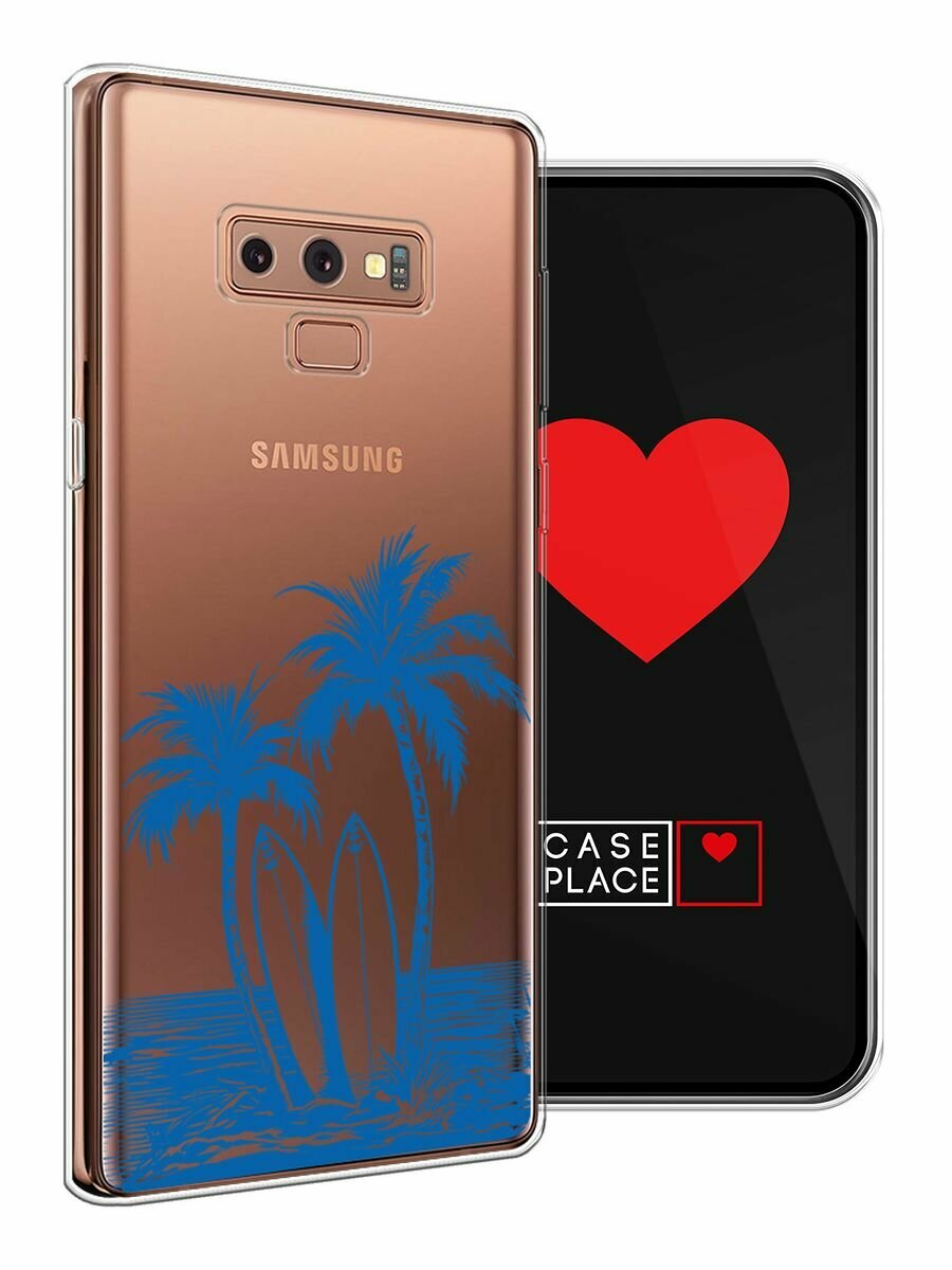 Чехол на Samsung Galaxy Note 9 / Самсунг Галакси Нот 9 с принтом "Сёрфинг на островах 1", прозрачный — фото 1