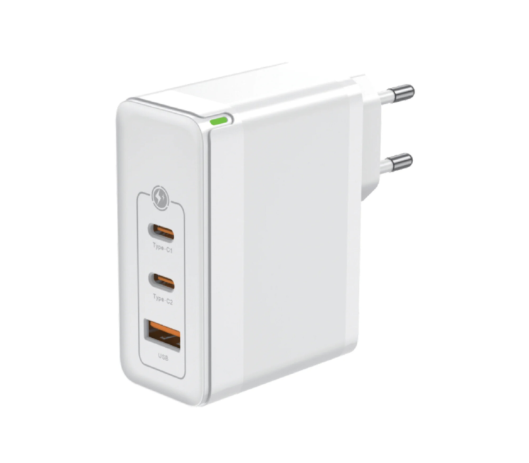 Зарядное устройство Aksberry T100 GAN, 2x USB-C + USB-A, 100 Вт, белое