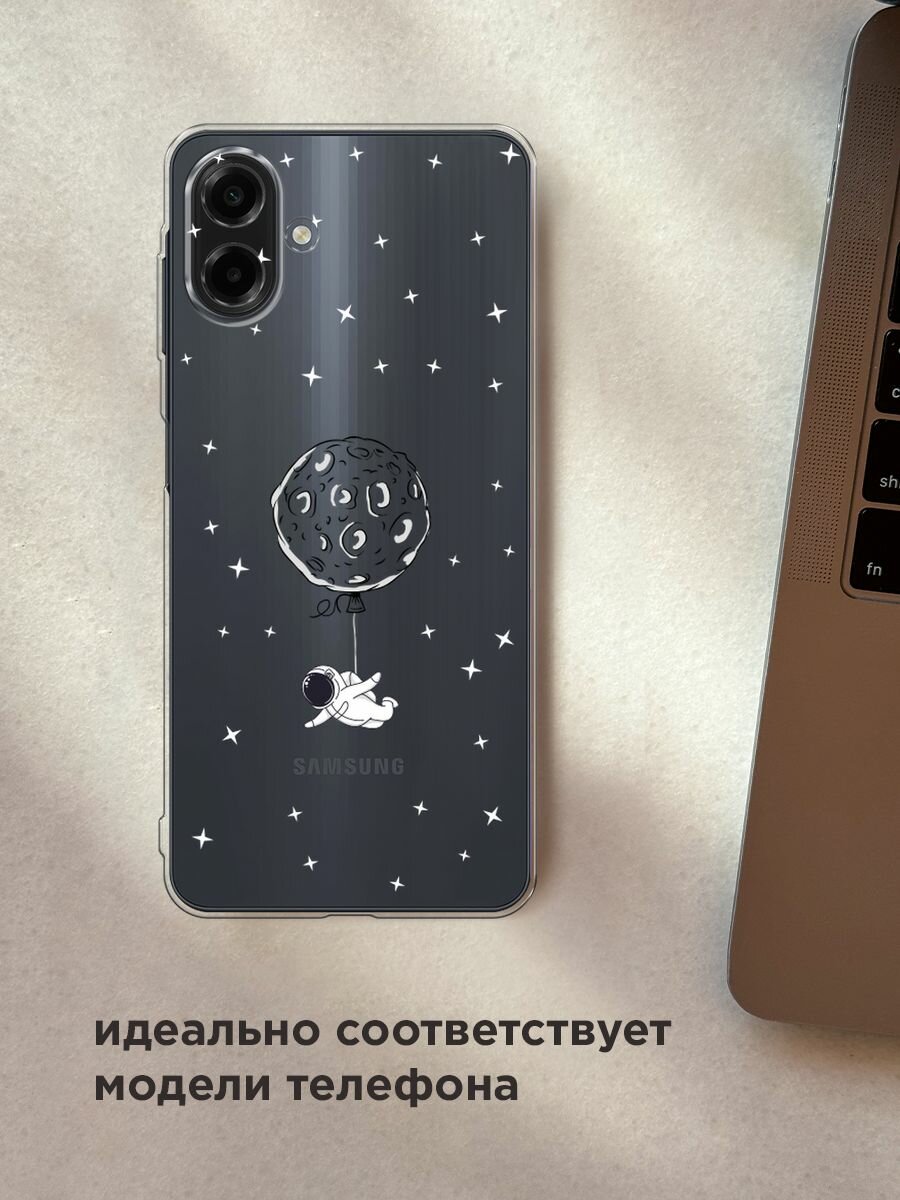 Чехол на Samsung Galaxy A07/A08 / Самсунг А07/А08 с принтом "Лунный полет", прозрачный — фото 1