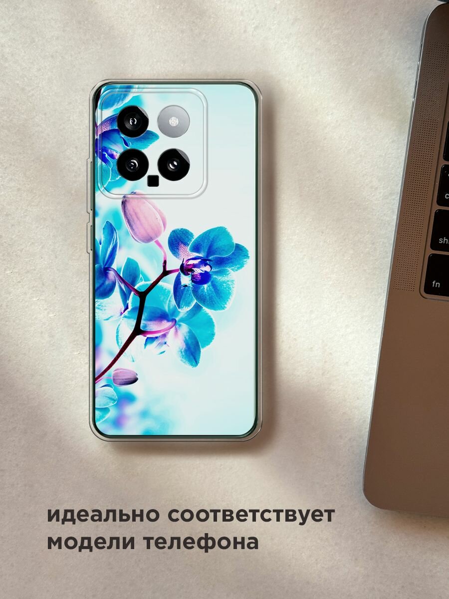 Силиконовый чехол на Xiaomi 14 / Сяоми 14 с принтом "Голубая орхидея" — фото 1