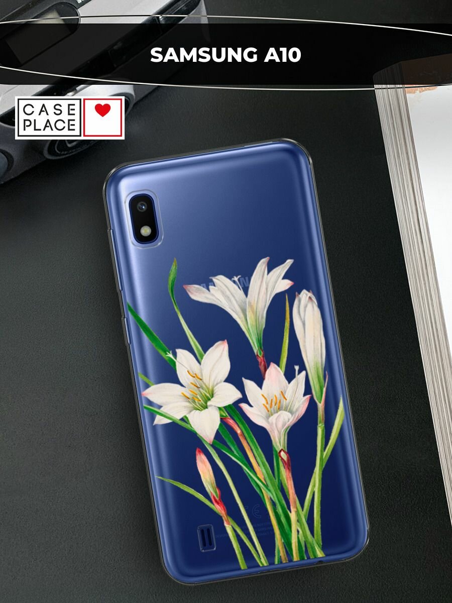 Чехол на Samsung Galaxy A10 / Самсунг Галакси А10 с принтом "White lily", прозрачный