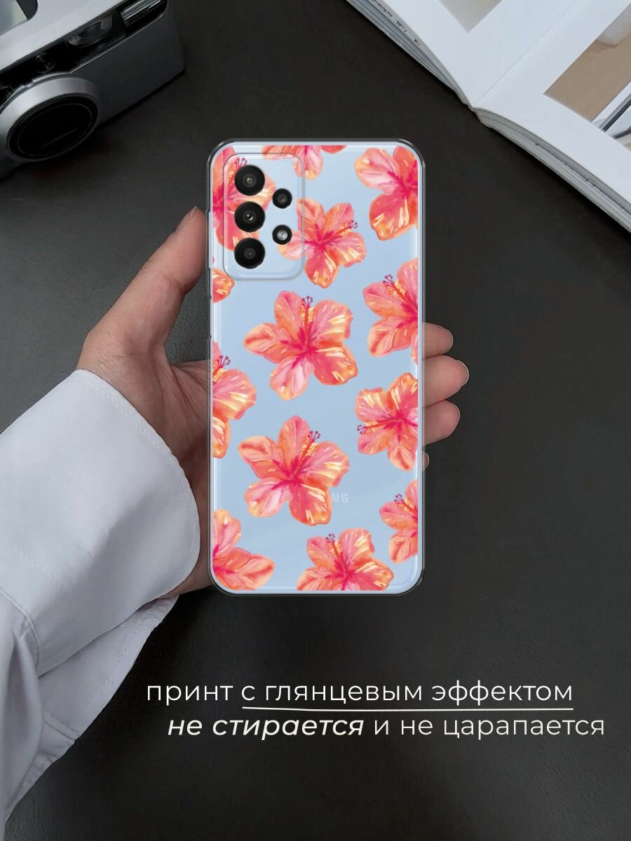 Чехол на Samsung Galaxy A23 / Самсунг Галакси А23 с принтом "Pink flowers" — фото 1