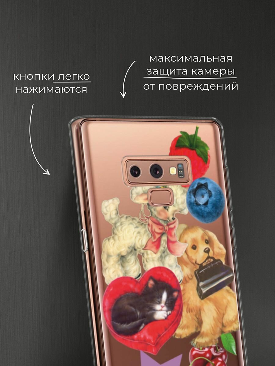 Чехол на Samsung Galaxy Note 9 / Самсунг Галакси Нот 9 с принтом "Милые стикеры", прозрачный — фото 1