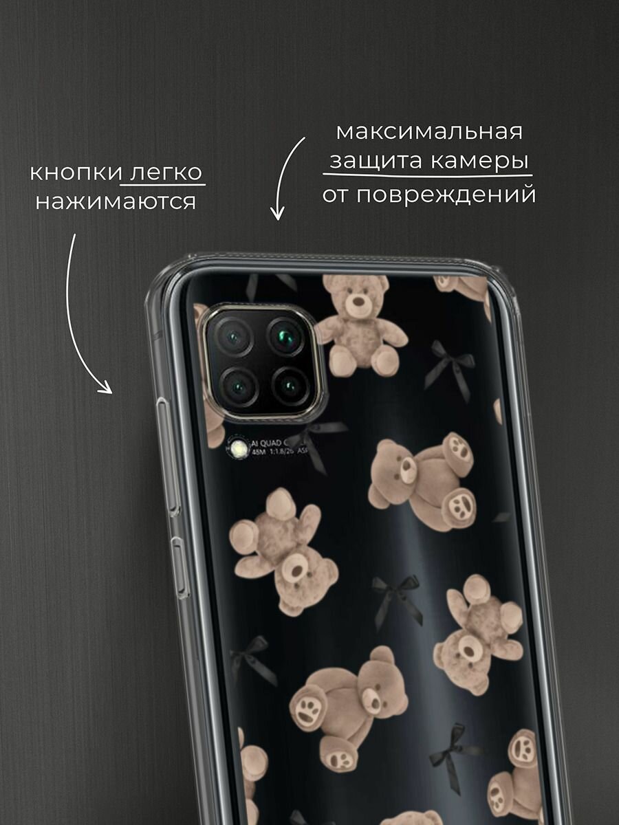 Чехол на Honor 30S Global/Huawei P40 Lite 5G/Nova 7 SE с принтом "Плюшовые мишки 2", прозрачный — фото 1