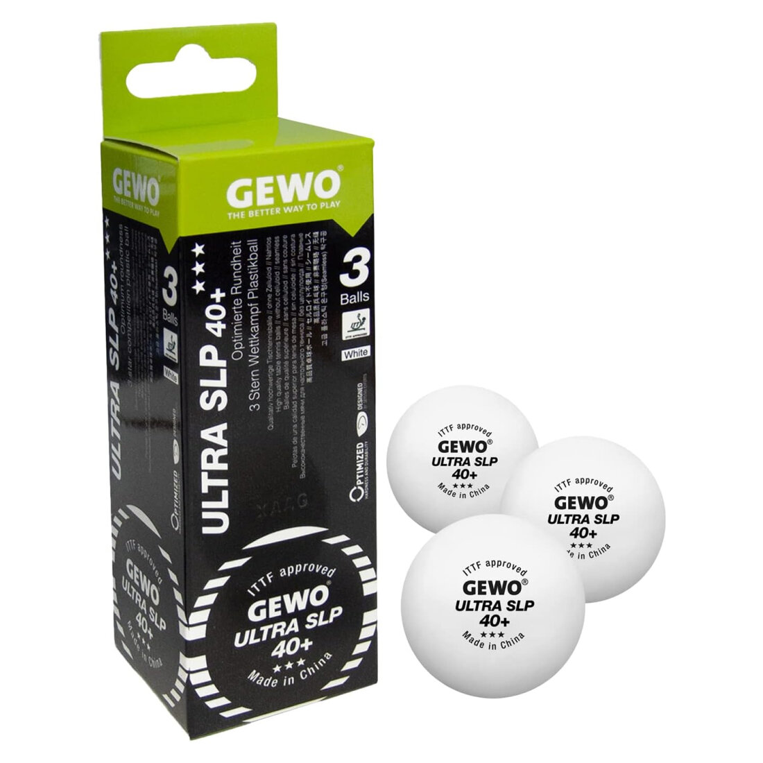 Мячи для настольного тенниса Gewo 3* SL Ultra SLP 40+ Plastic x3 White
