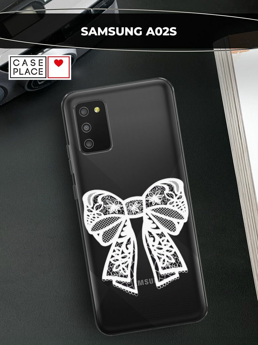 Чехол на Samsung Galaxy A02s / Самсунг Галакси A02s с принтом "Черно-белый бант 2"