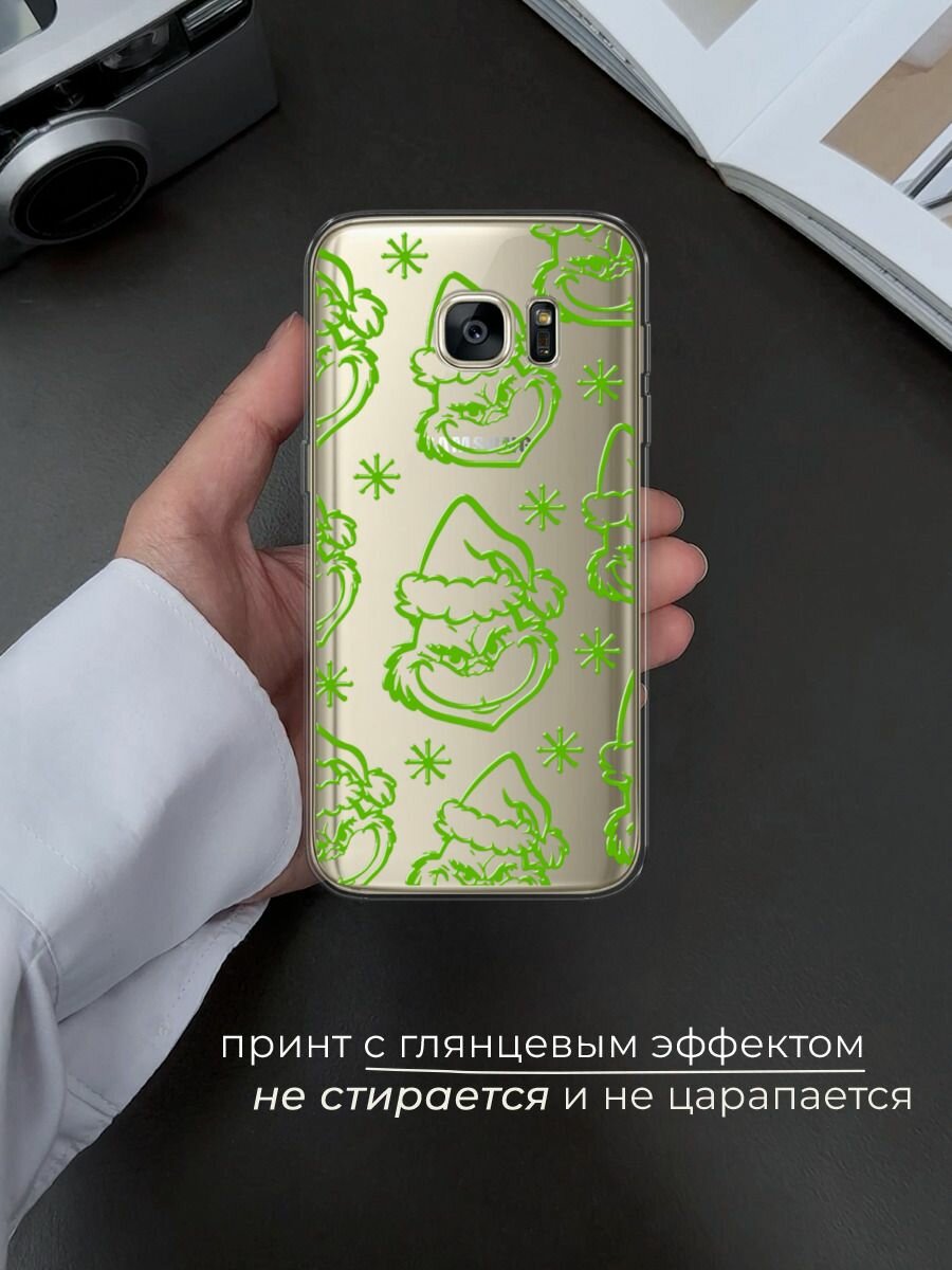 Чехол на Samsung Galaxy S7 / Самсунг Галакси С 7 с принтом "Зеленый Гринч 3" — фото 1