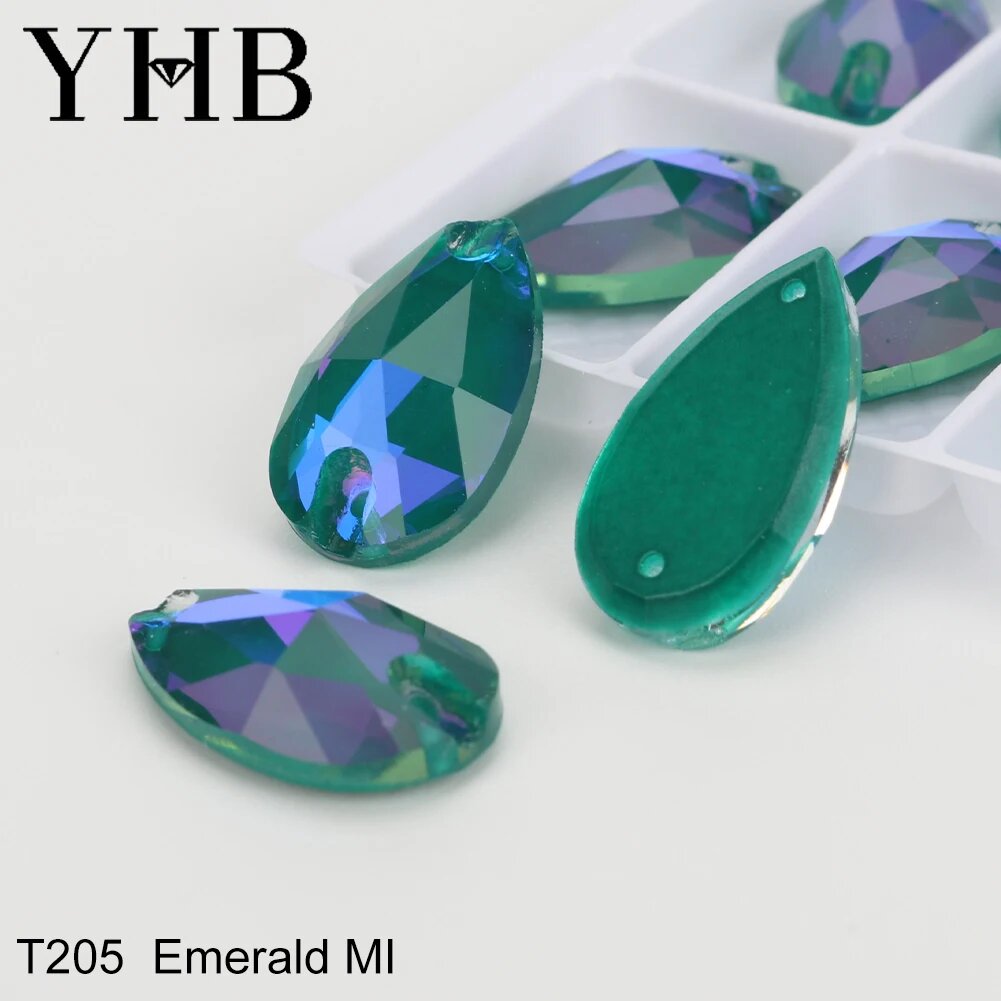 YHB стеклянные кристаллы-капли для пошива