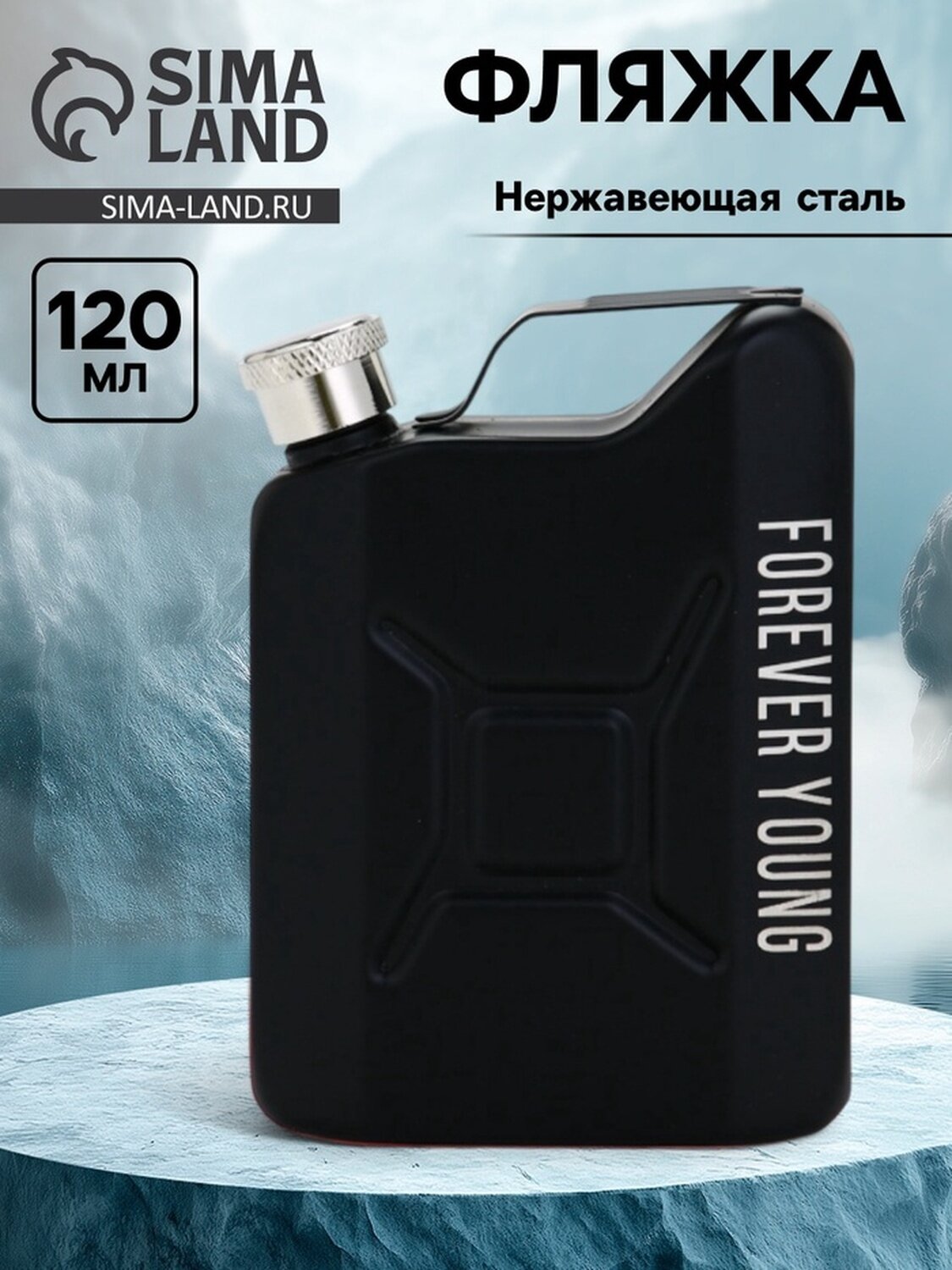 Фляга Дорого внимание "Forever young", нерж. Сталь, чёрная, 120 мл