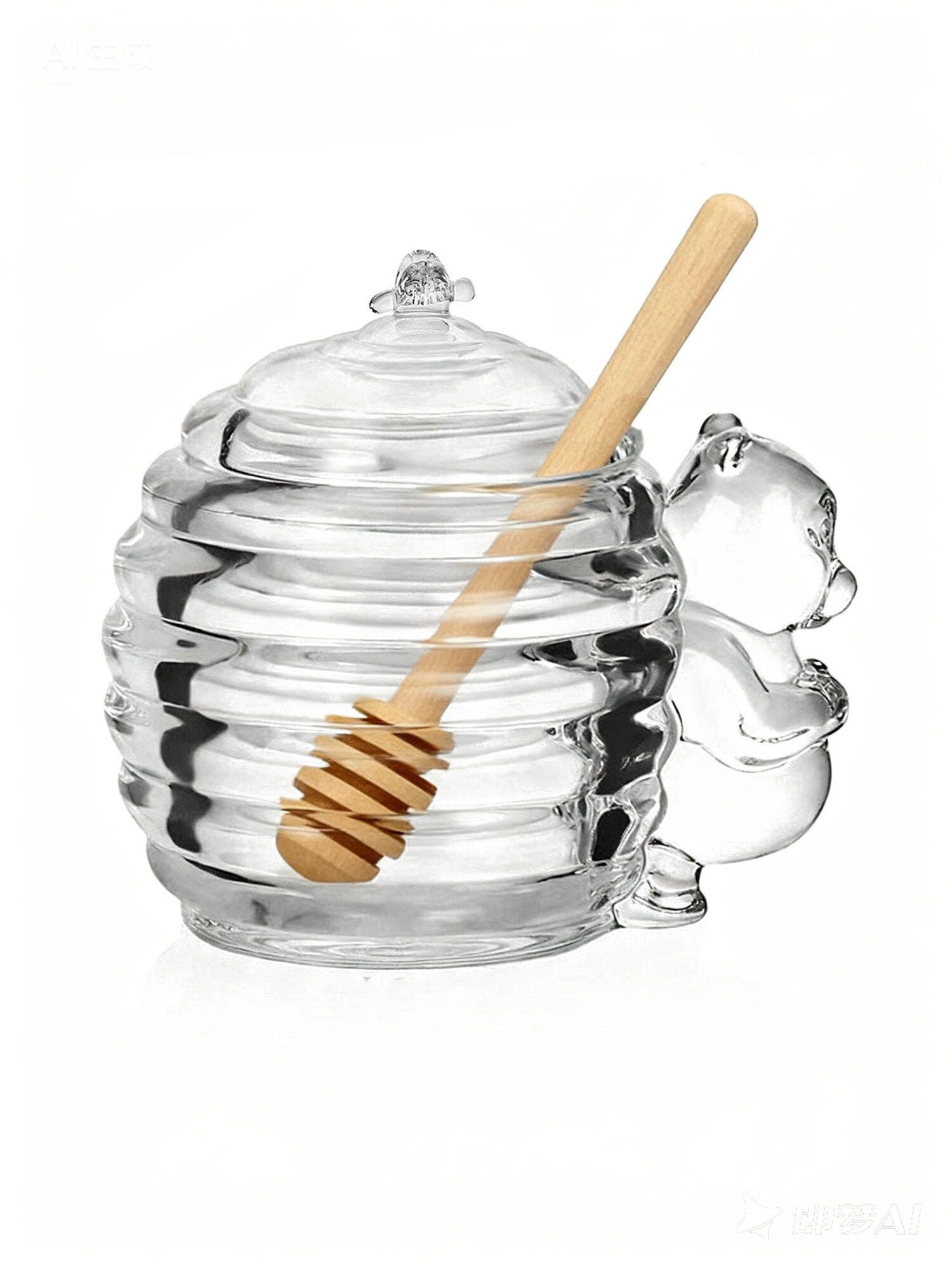 Диспенсер для меда Crystal Bohemia "Мишка с ульем", с крышкой, стекло, прозрачный