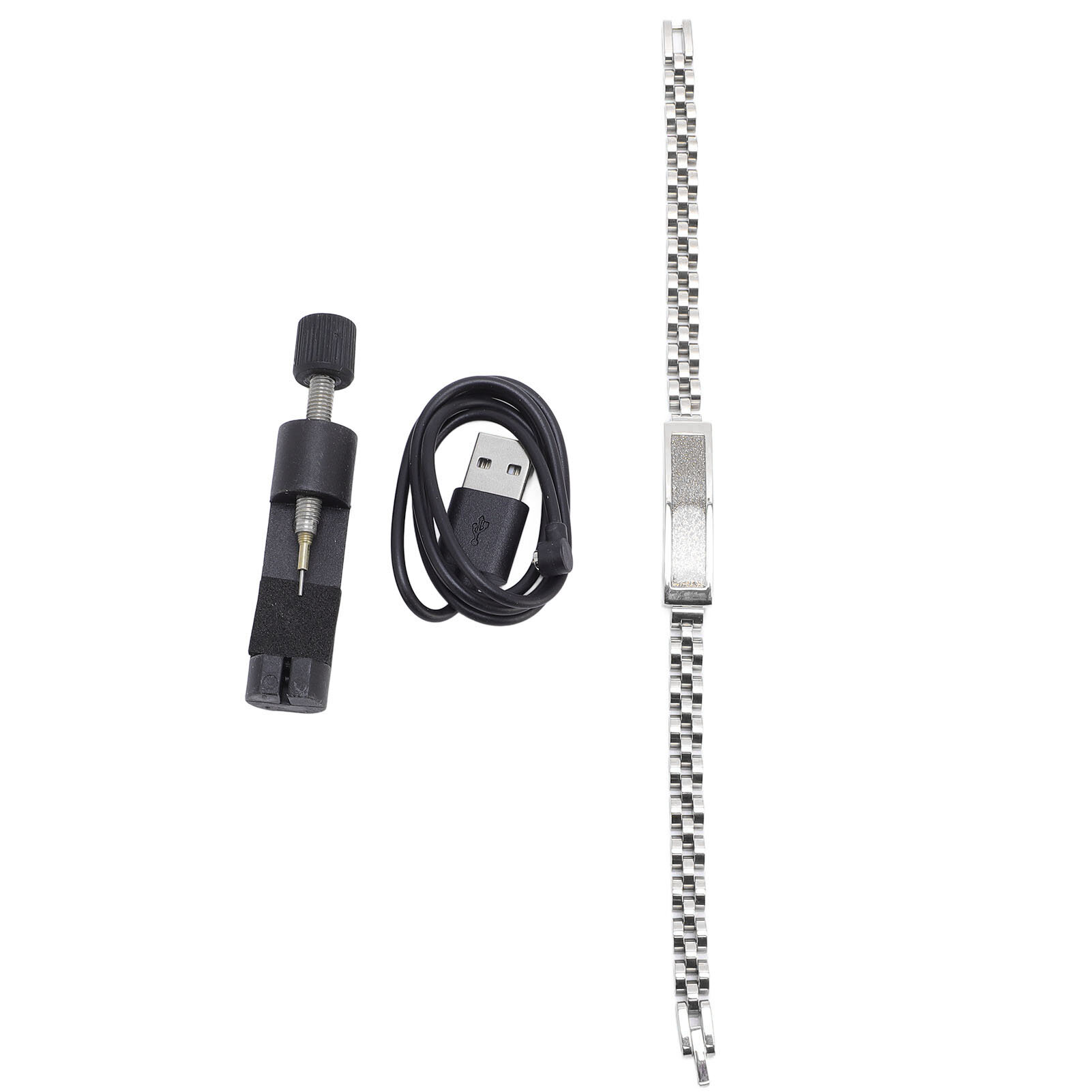 Smart Fitness Tracker Bracelet Zinc Alloy Bluetooth IP68 Rain Proof Wearable Step Counter for Sleep Sports Tracking Silver