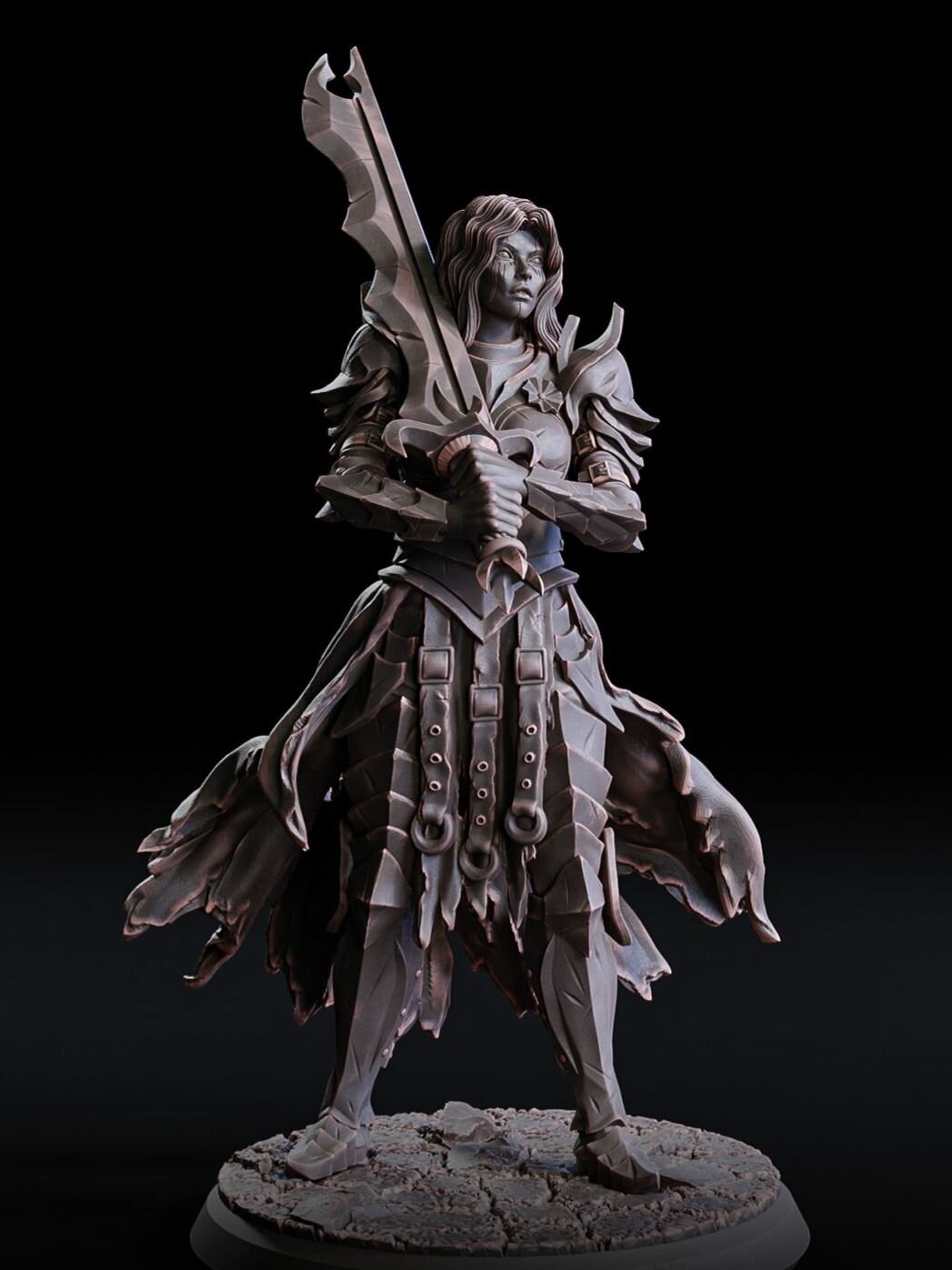 Воительница паладин, игровая фигурка для раскрашивания (высота 47мм) база 25мм