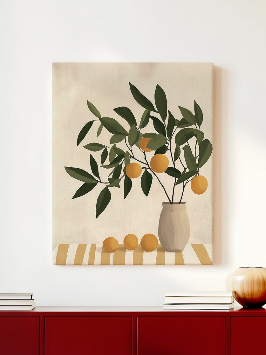 Картина на стену 40х50, Натюрморт с лимонами на холсте для интерьера
