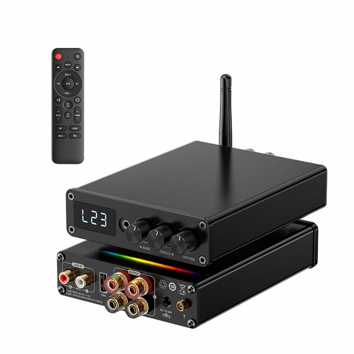 Усилитель мощности 2 шт. TPA3116D2 Bluetooth 5.3 класс D 2.0 аудио 200 Вт USB вход с пультом дистанционного управления, европейская вилка