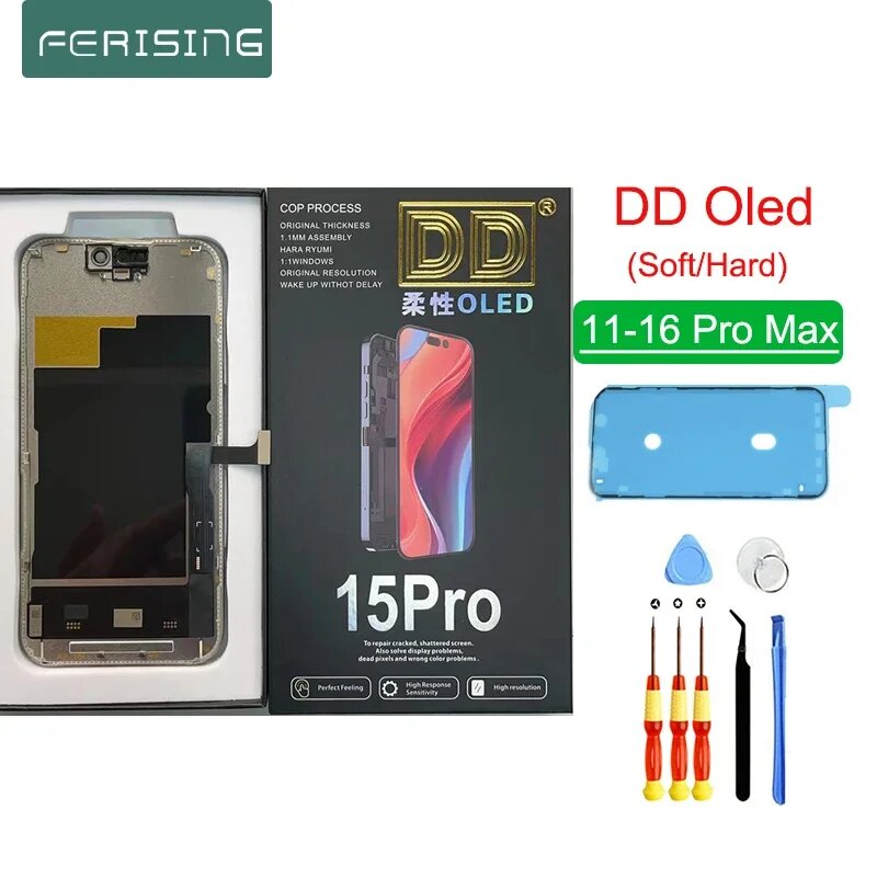 AAAAA DD Oled для iPhone 16 Pro Max 11 12 13 14 15 Plus без IC Дисплей 3D Сенсорный экран 12 13 Mini 16E Замена ЖК-дисплея FHD Amoled