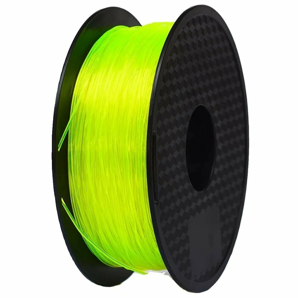 TPU 95A гибкий катушки Прозрачный флуоресцентный желтый(Filament Пруток), Материал tpu для FDM 3d принтеров, диаметр 1,75 мм, высококачественный пластиковый материал