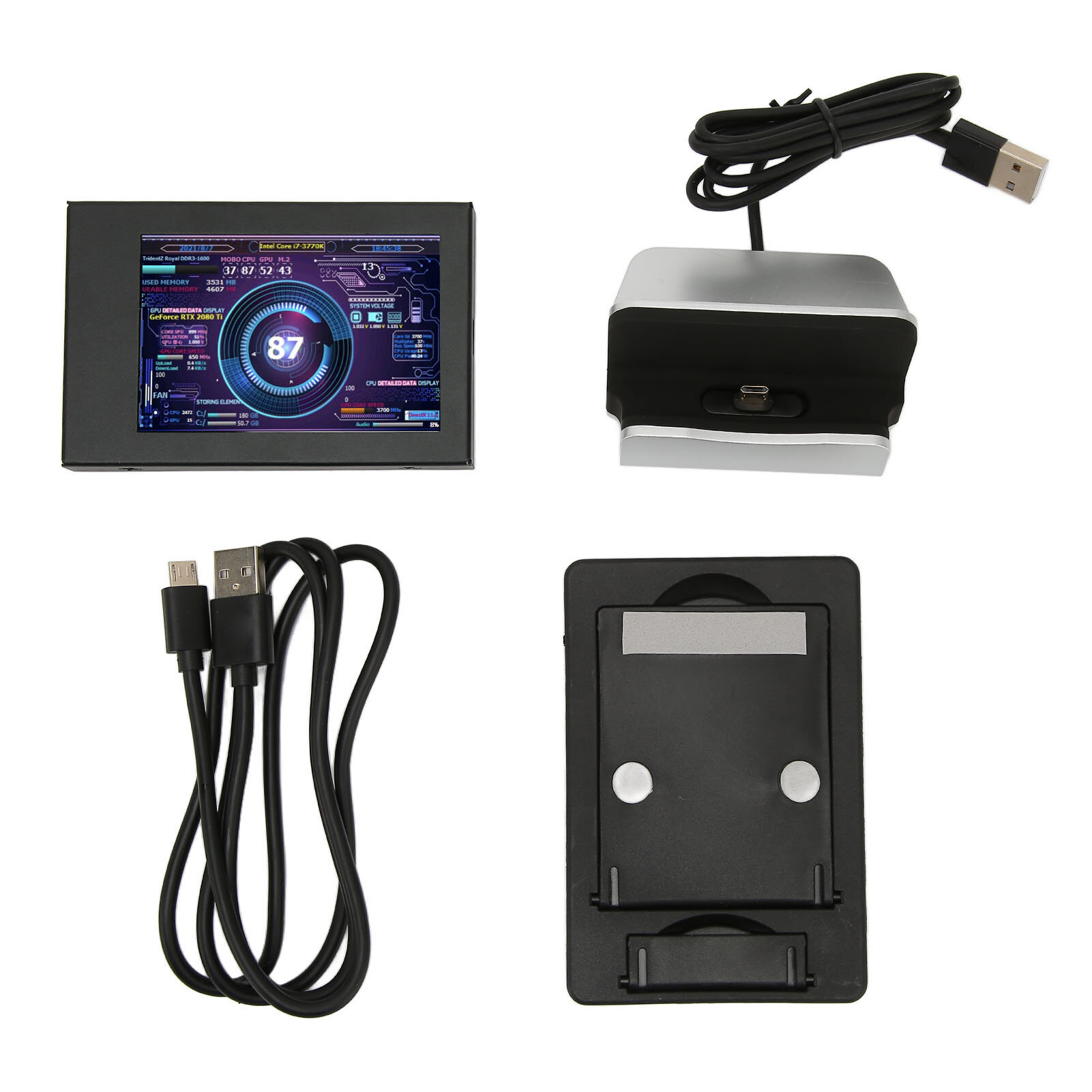 3,5-дюймовый IPS USB мини-экран для мониторинга данных ПК (процессор, ОЗУ, температура) с поддержкой Raspberry Pi, Linux и Windows