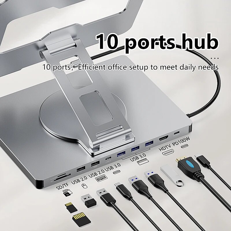 Док-станция 10-в-1 Blueendless ST108A, алюминиевая