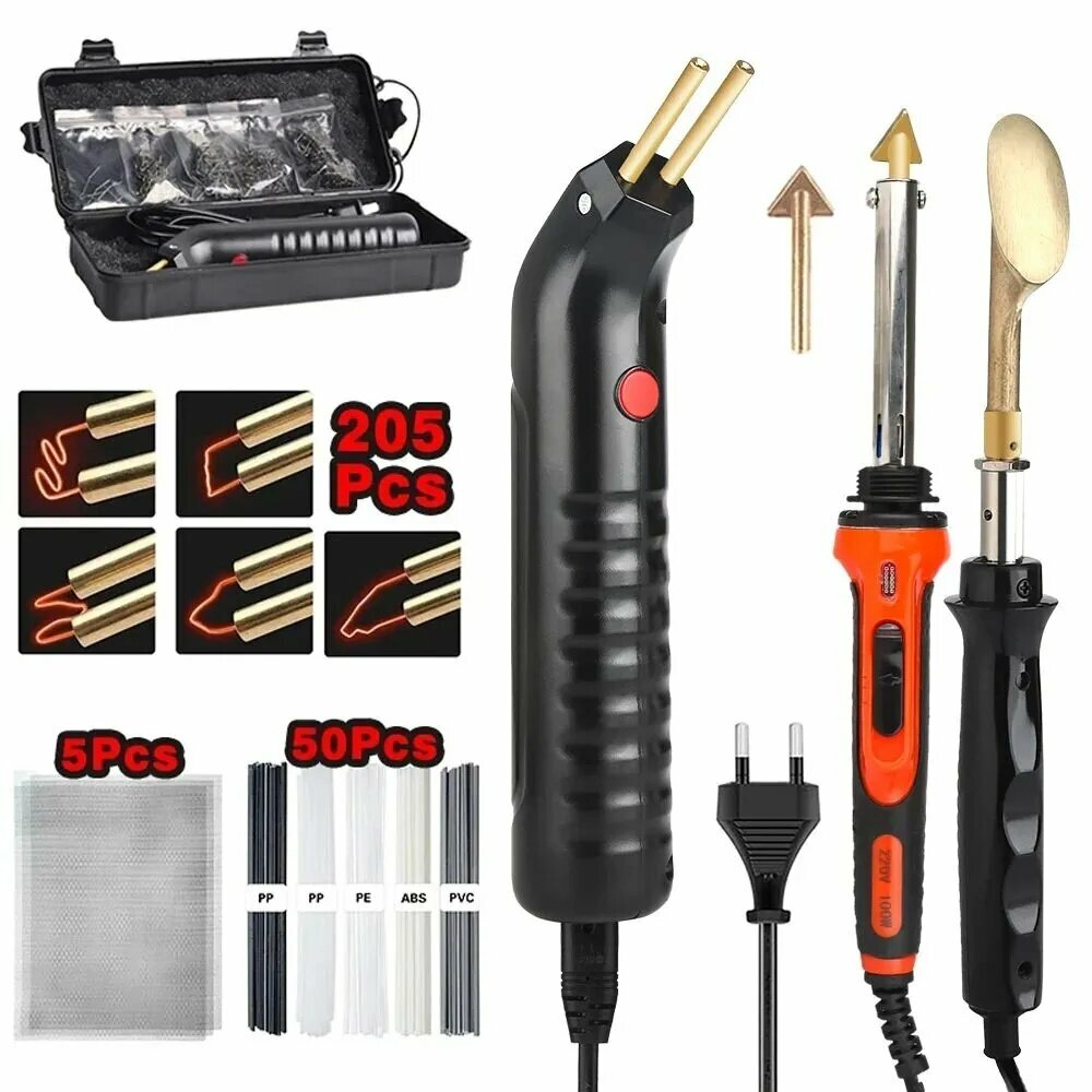 100 Вт комплект сварочного аппарата для пластика, автомобильный пистолет для ремонта трещин на бампере с утюгом, горячий степлер, сварочный паяльник, гаражный инструмент