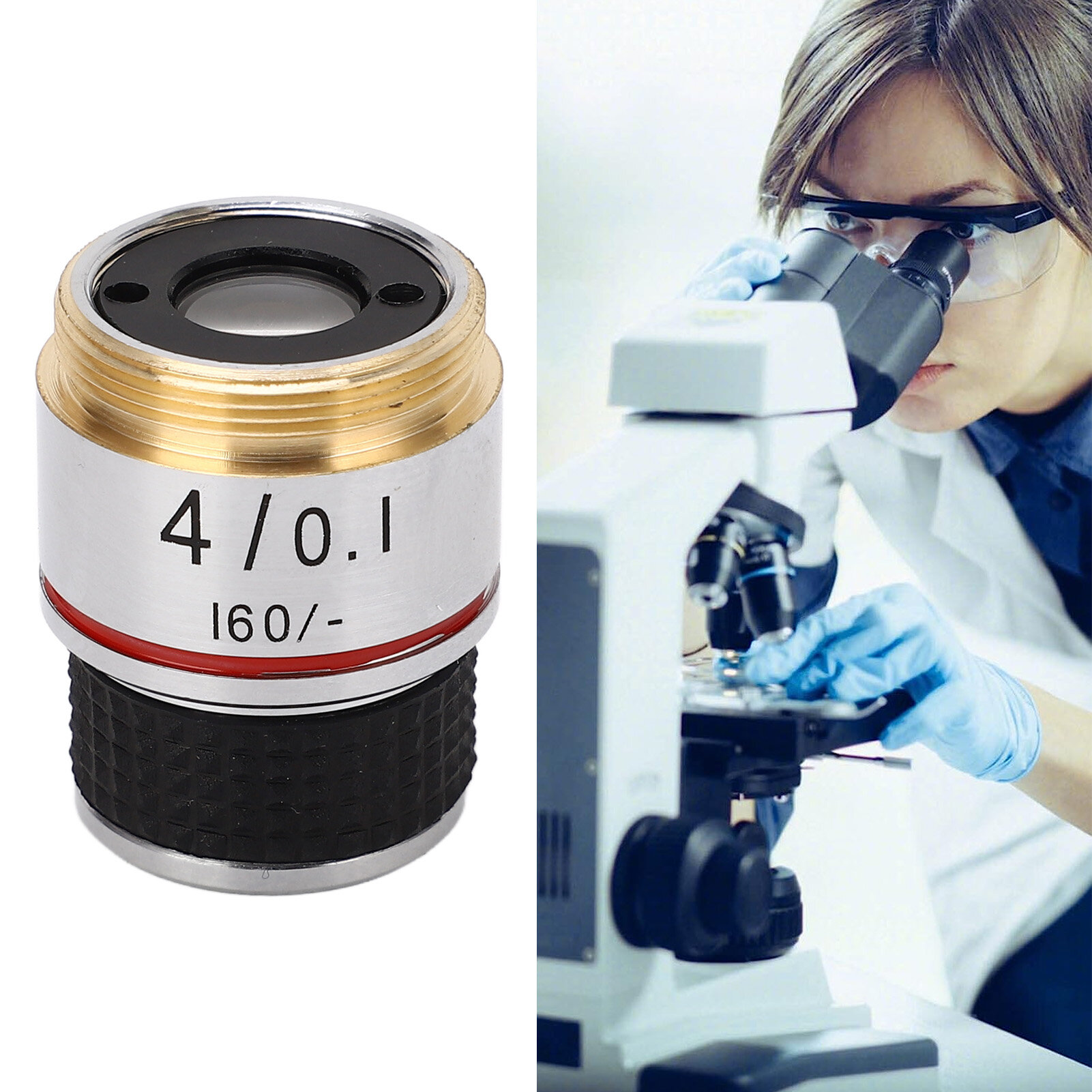 Microscope Objective Lens Biological 4X 185 Achromatic Universal Standard RMS Thread — фото 1