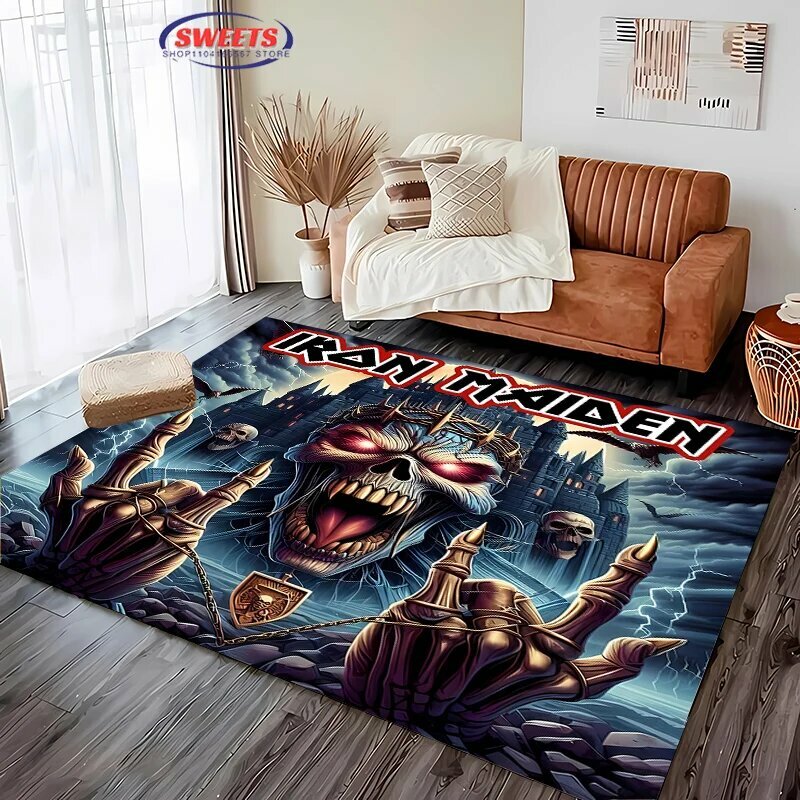 Music Band I-Iron Ma1den Carpet 3D Printed for Living Room Kids Bedroom Rug Sofa Doormat Soft Floor Rug Anti-slip Decor Mat Gift, 60x90cm (24x35in), Темно-синий