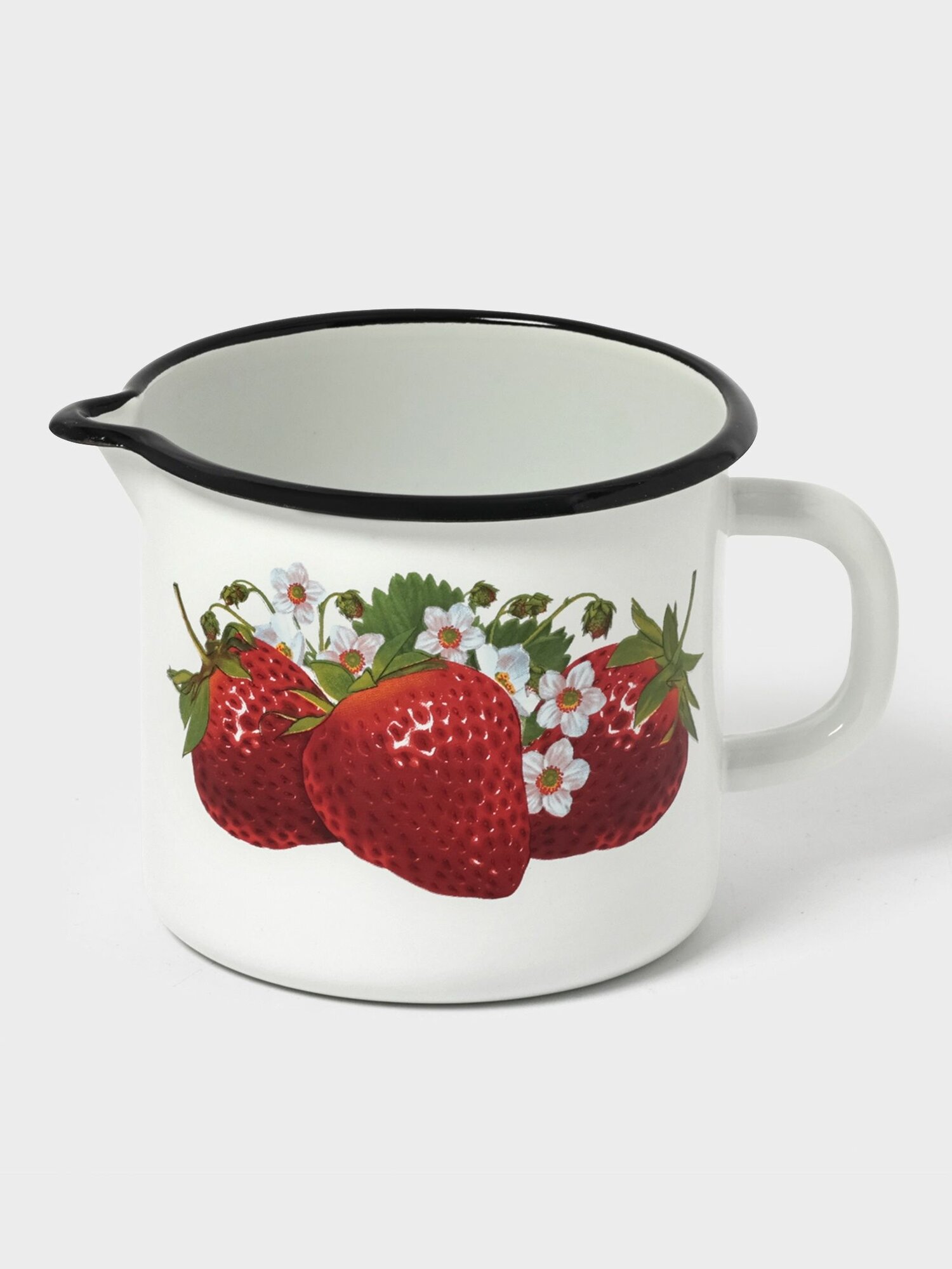 Кружка эмалированная, объем 1 л, с носиком, белая