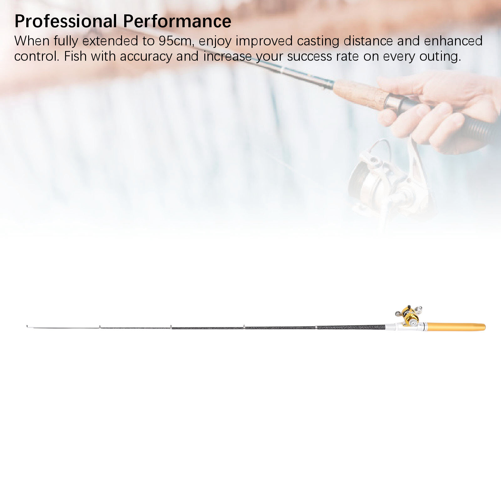 Ручка удочка высокопрочная легкая карманная удочка с катушкой подарок 21 см золото