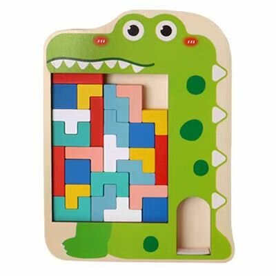 Tetris, Деревянная пазл-игра в металлической коробке для детей в форме танграма для мальчиков и девочек