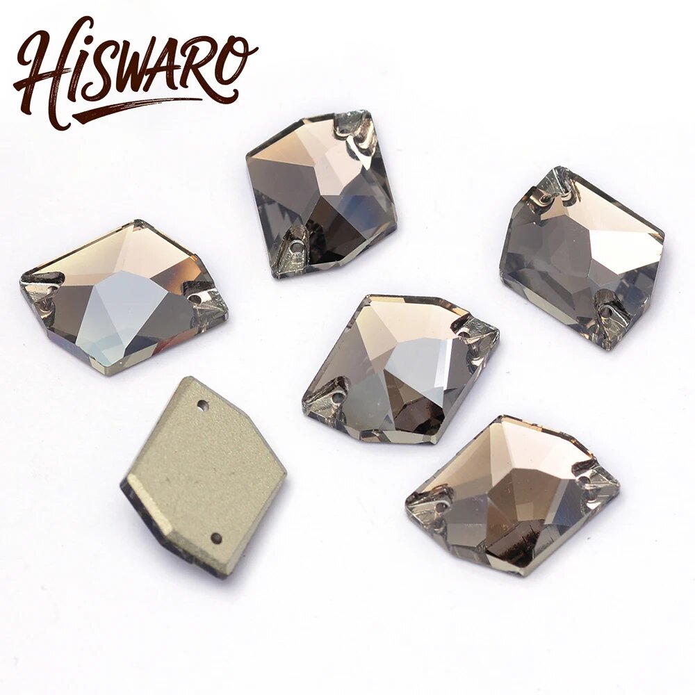 HISWARO Космические блестящие стеклянные камни для шитья 13x17mm (16Pcs), Satin