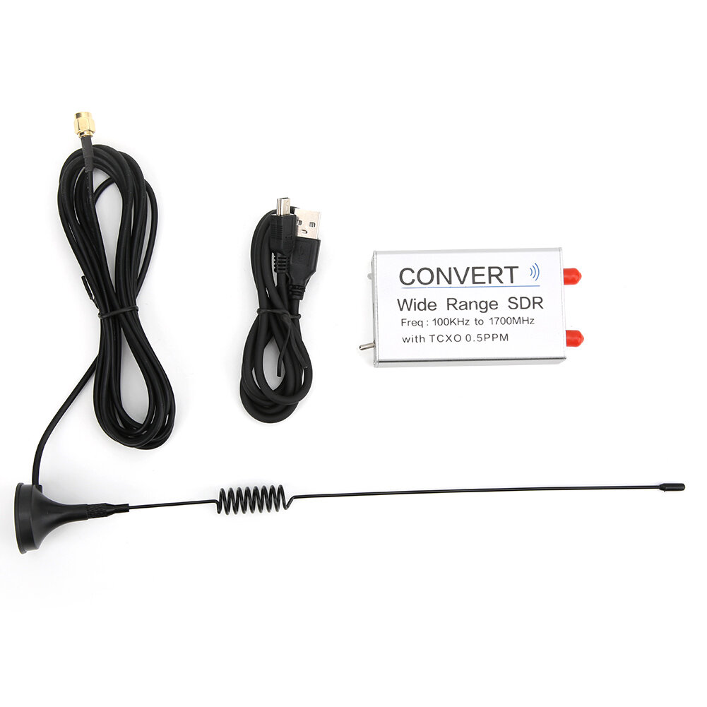 Алюминиевый SDR приемник 100кГц-1.7ГГц с антенной