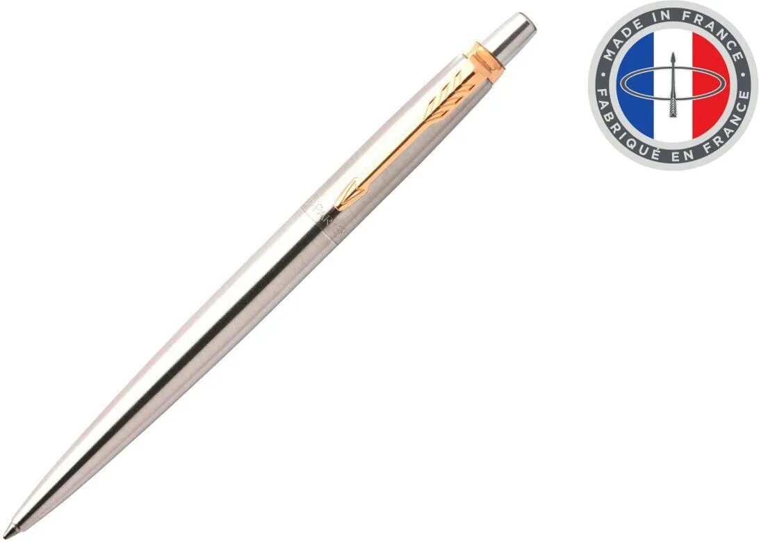 Ручка Parker Jotter Stainless Steel GT, нажимная шариковая ручка с клипом-стрелой, элегантный пишущий инструмент на каждый день, подходит для гелевых и шариковых стержней, французское качество