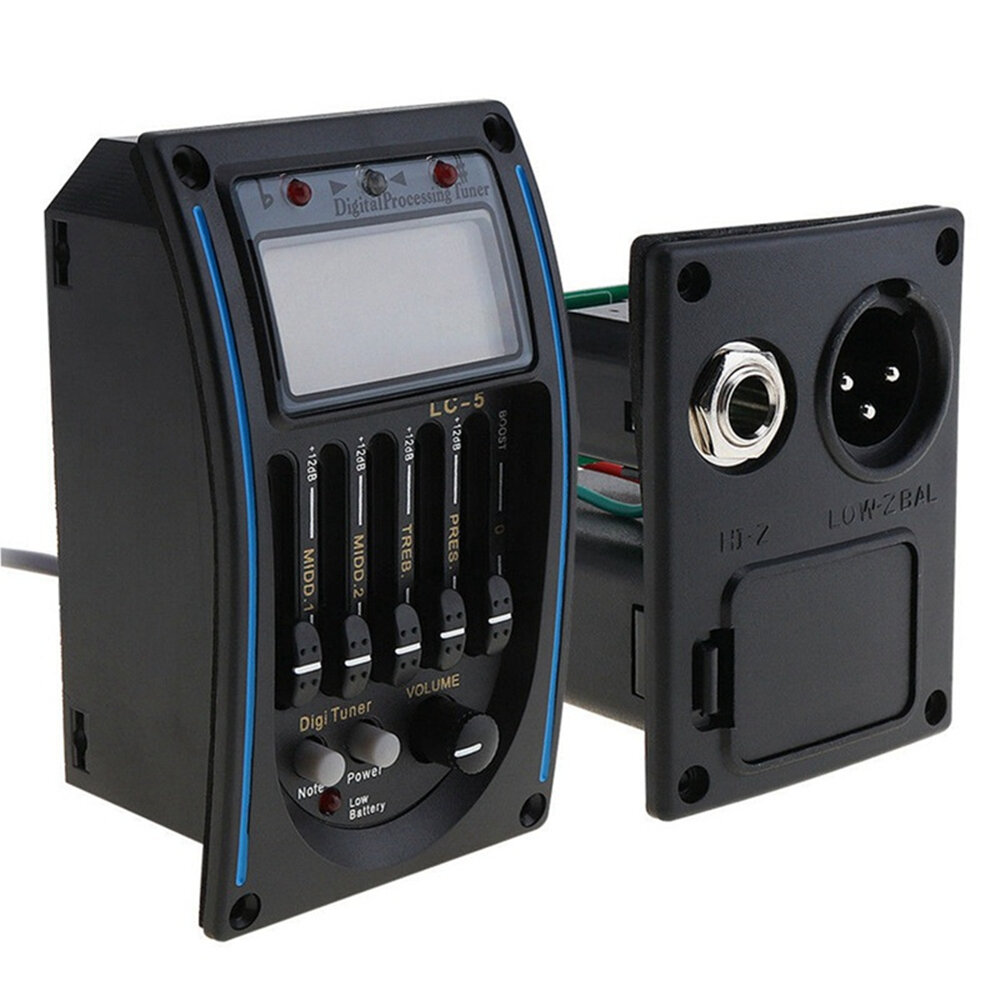 1 комплект ЖК-дисплея 5-Полосный Предусилитель Для Акустической Гитары, Эквалайзер, Пьезо-Звукосниматель, Тюнер, Усилитель
