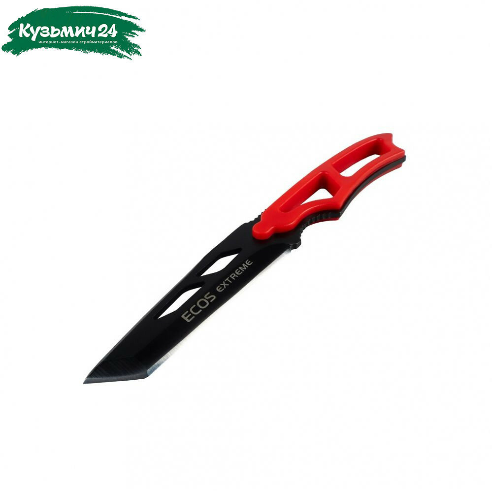 Нож Ecos EX-SW-B01R, туристический, со свистком, в ножнах, красный, 75 мм