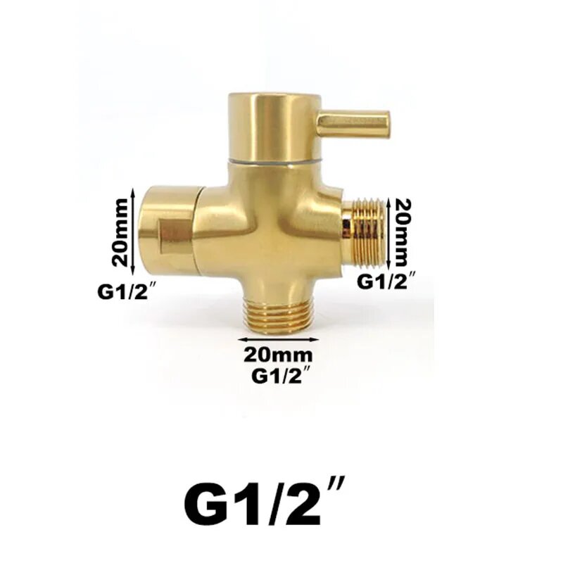 T-образный переходник для водопроводного крана, 3-ходовой позолоченный нержавеющий клапан, отвердитель, латунный сепаратор, тройник для душа в туалете R23, G1 2
