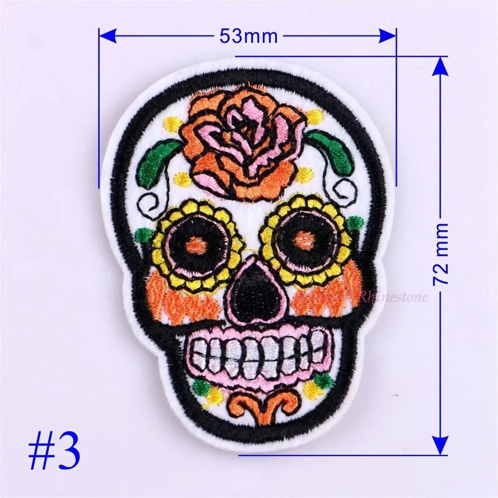 Нашивка череп Day of the Dead, Style 3, 53x72 мм