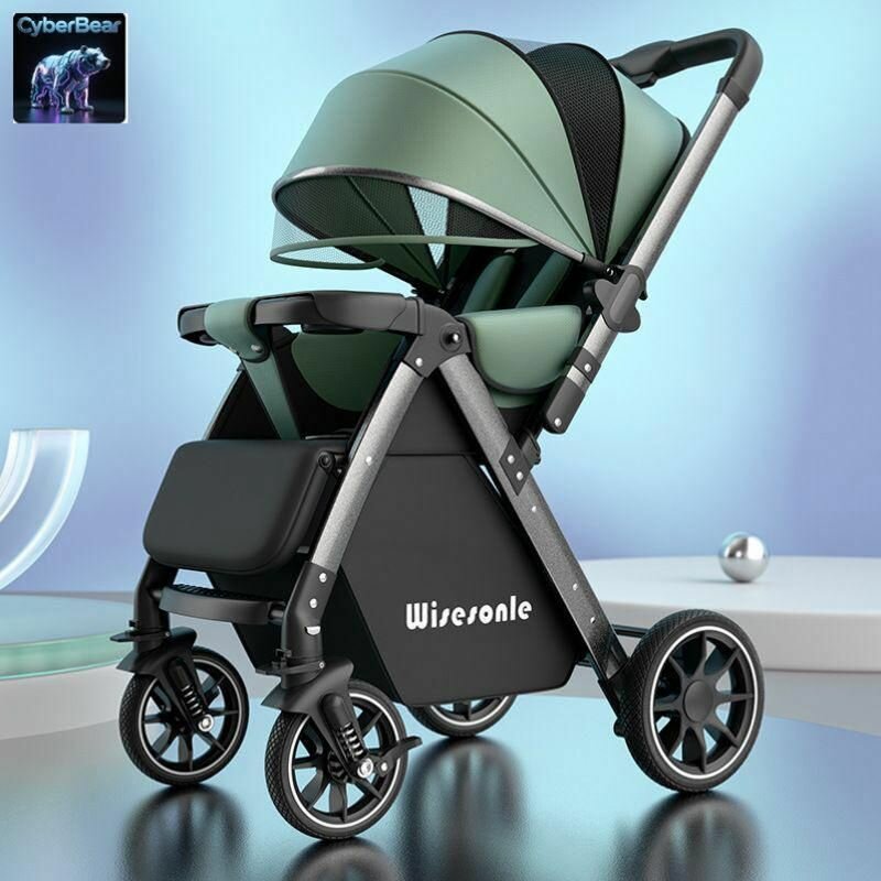 Универсальная коляска 2 в 1 с большими колесами и двойной защитой для новорожденных, легкий механизм складывания, 5 уровней наклона, идеальна прогулок с малышом!